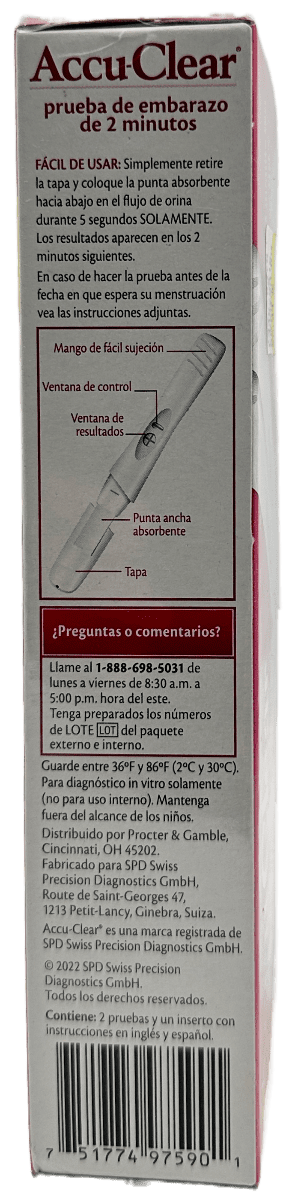 Accu-Clear Pregnancy Test - 2 Test Sticks - Vim Drugs Pharmacy