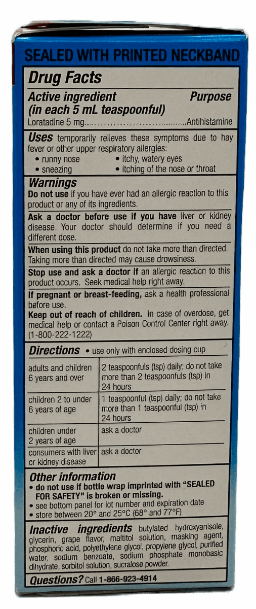 Children's Loratidine - Oral Solution - USP 5 mg/5 mL- Grape Flavor - 4 ...