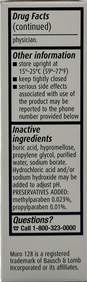 Bausch+Lomb Muro 128 Ophthalmic Solution 5% - 1/2 FL OZ - Vim Drugs ...