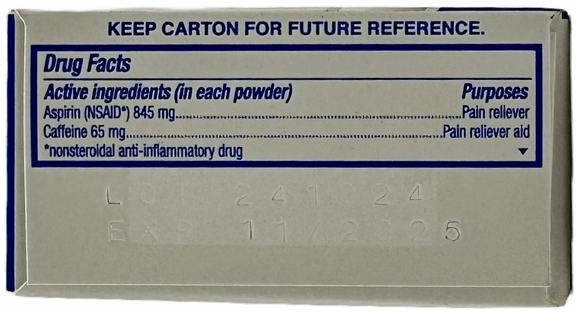 BC Aspirin Fast Pain Relief Powder - Headaches & Body Aches - 24 Packs ...