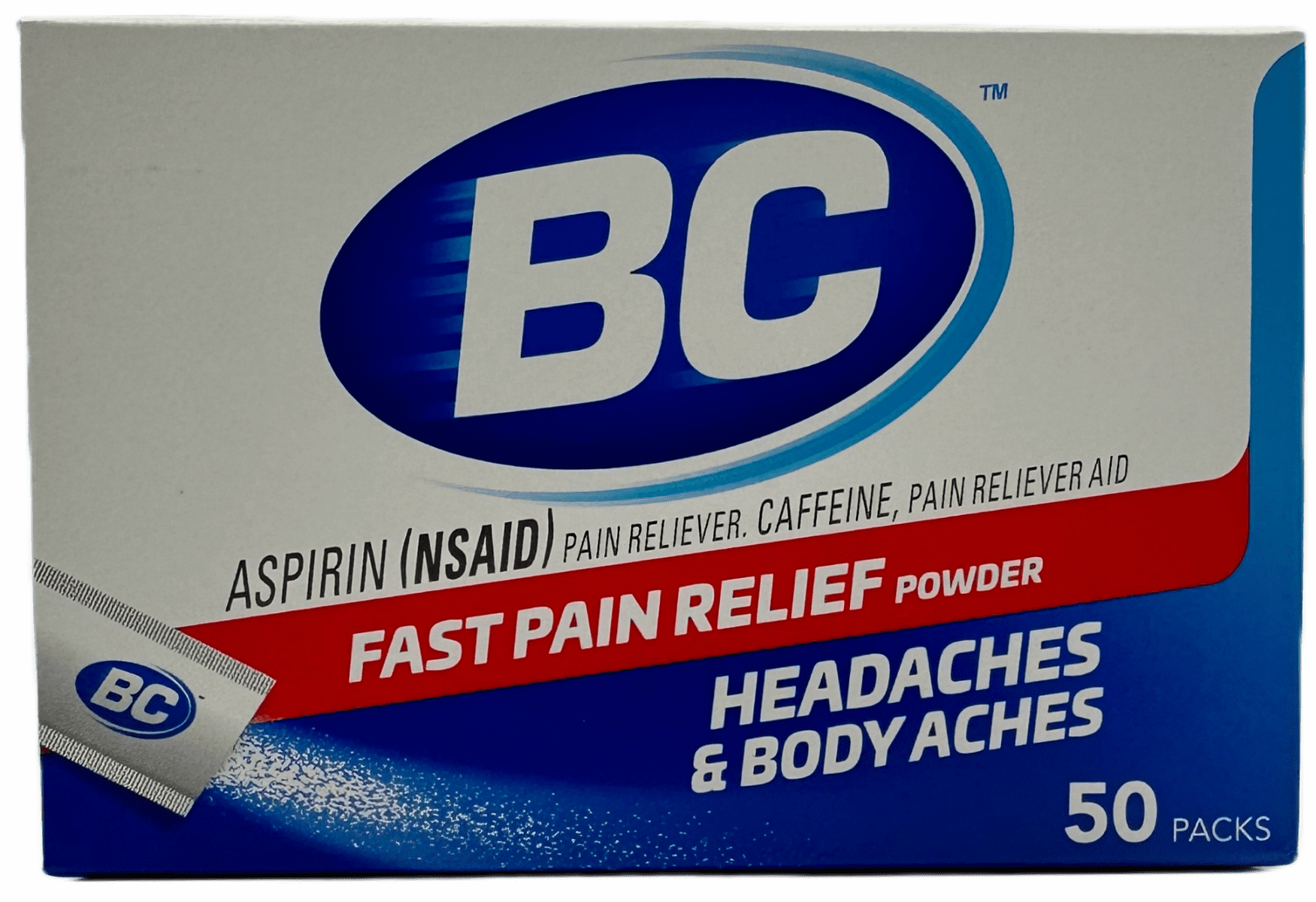 BC Aspirin Fast Pain Relief Powder - Headaches & Body Aches - 50 Packs ...