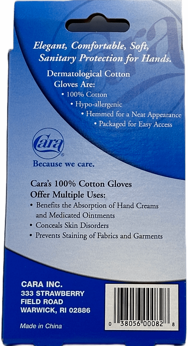 Cara - 100% Dermatological Cotton Gloves - M Size - One Pair - Vim ...