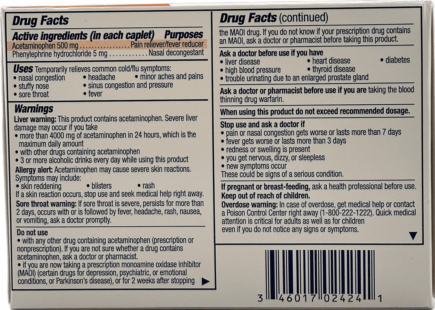 Contac Cold + Flu Maximum Strength - Day - 24 Caplets - Vim Drugs Pharmacy