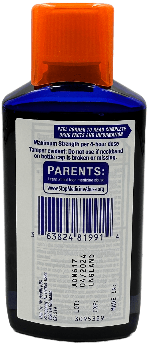 Delsym Cough & Sore Throat Syrup - Honey Flavored Liquid - 6 FL OZ ...