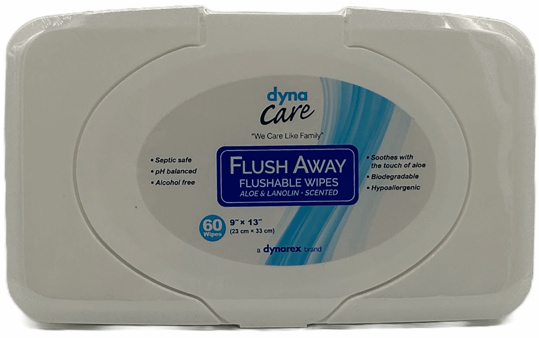 Dyna Care Flush Away Flushable Wipes - Aloe & Lanolin Scented - 60 Ct ...