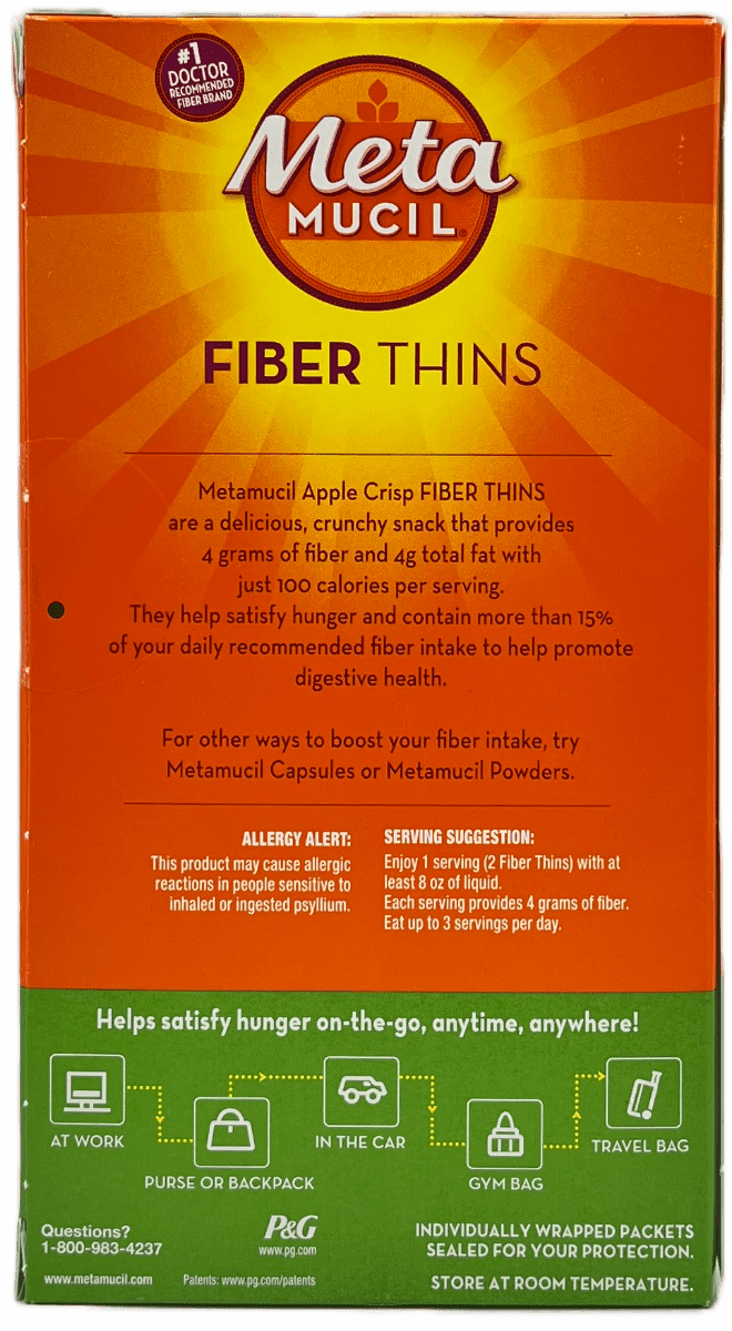 Meta Mucil Fiber Thins - Psyllium Fiber - Apple Crisp - 9.3 Oz. - Vim ...