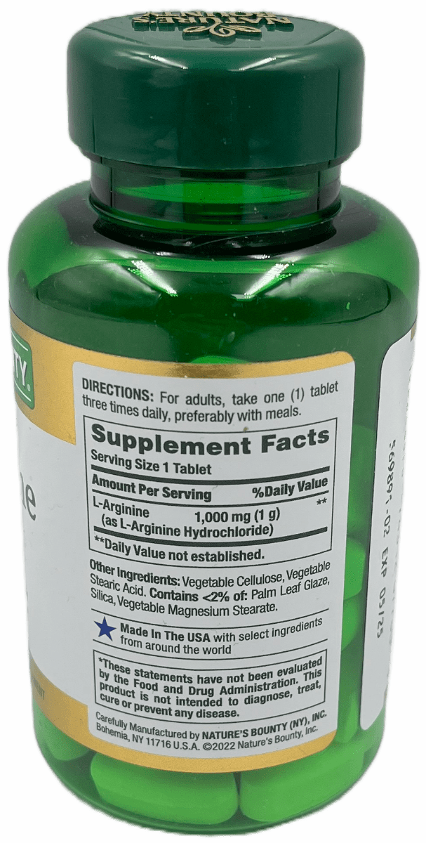 Nature's Bounty L-Arginine 1000 mg Tablets - 50 Ct - Vim Drugs Pharmacy