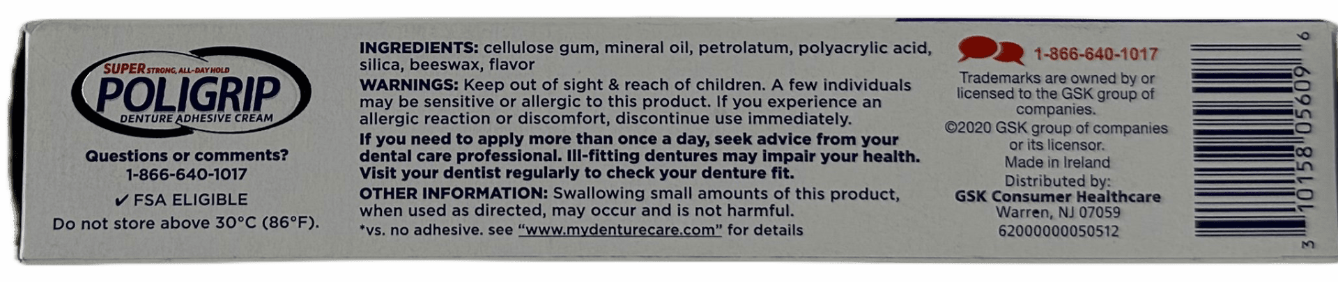 Poligrip Denture Adhesive Cream - 2.2 OZ - Vim Drugs Pharmacy