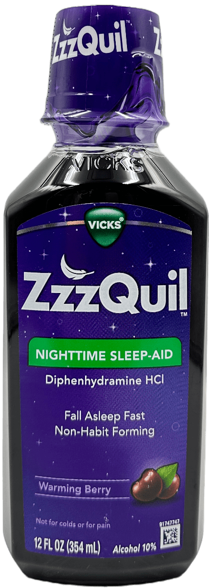Vicks ZzzQuil Nighttime Sleep-Aid Liquid - Warming Berry Flavor - 12 FL ...