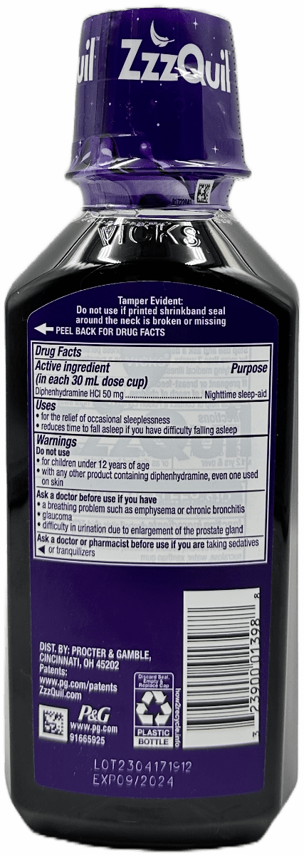 Vicks ZzzQuil Nighttime Sleep-Aid Liquid - Warming Berry Flavor - 12 FL ...