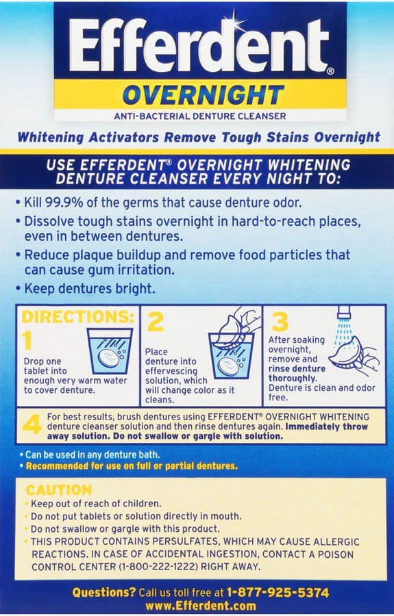 Efferdent PM - Anti-Bacterial Denture & Retainer Cleanser - 90 Tablets ...