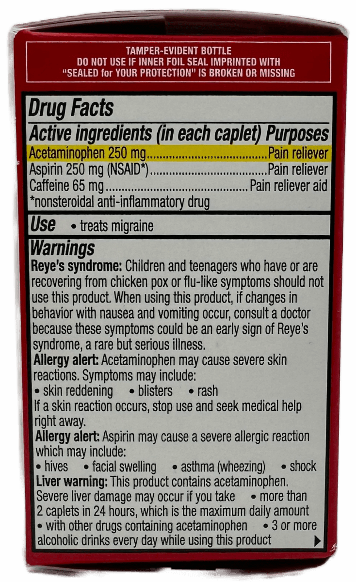 Excedrin Migraine Caplets - 24 Ct - Vim Drugs Pharmacy