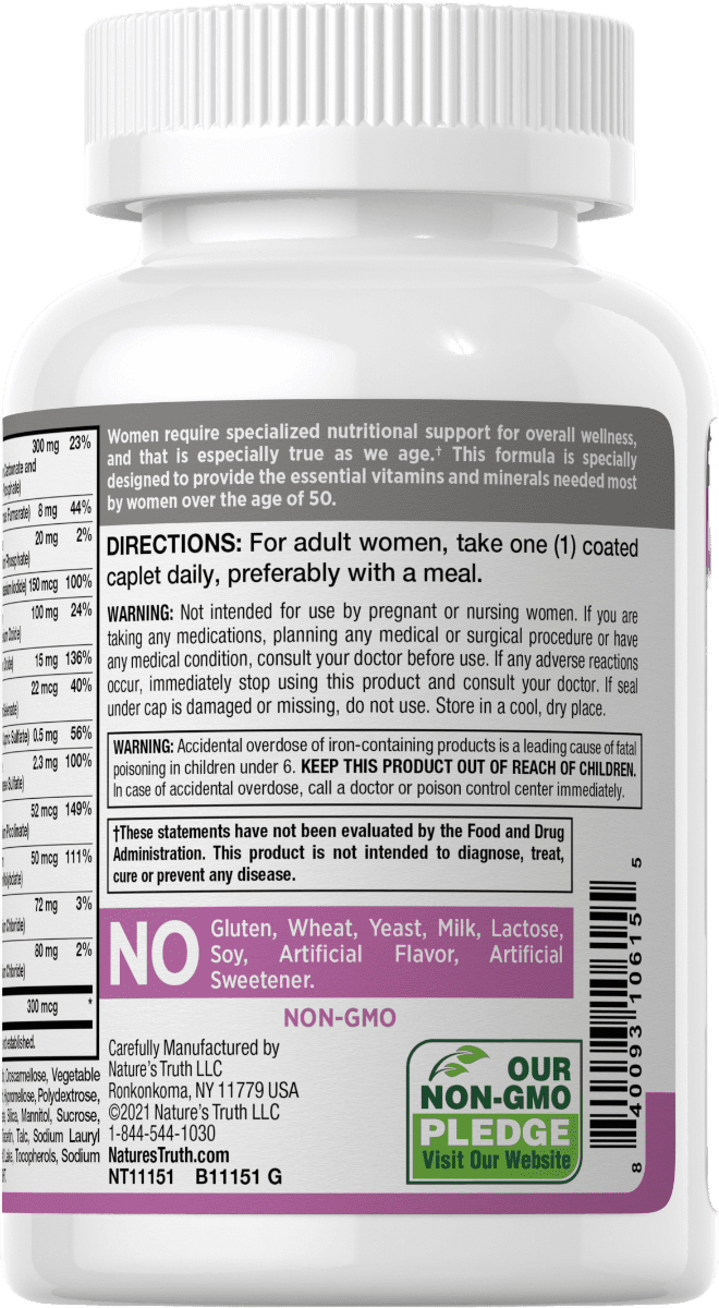 Nature's Truth ABC Complete 50+ Senior Women's Multivitamin - 100 ...